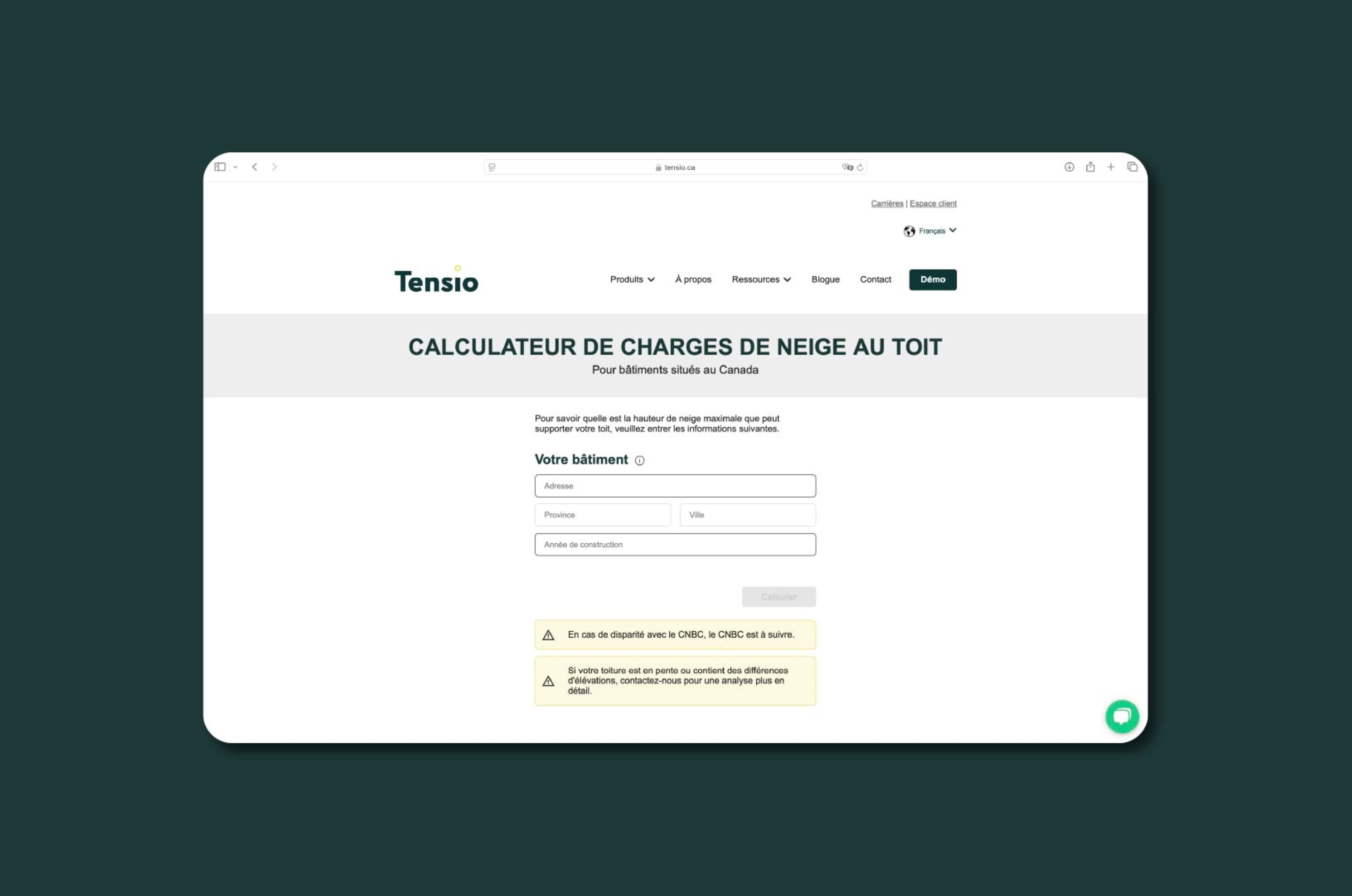 Calculateur de charges de neige Tensio, comment ça fonctionne?